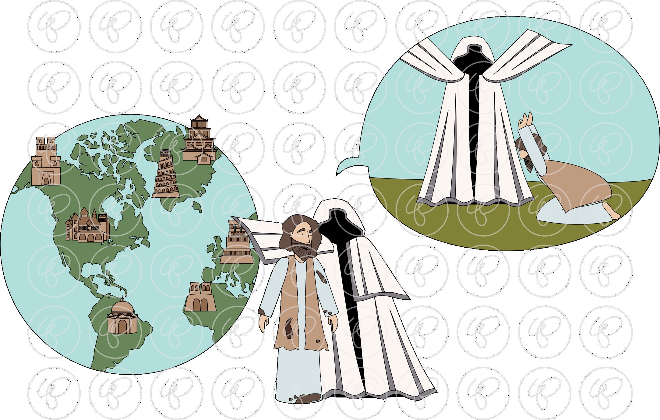 Bible Stories: Jesus Tempted in the Wilderness Clipart Set by ...