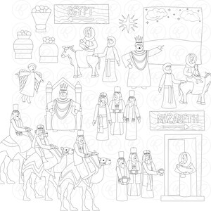 Bible Stories: 3 Wisemen Visit Baby Jesus Clipart Set by Poppydreamz ...