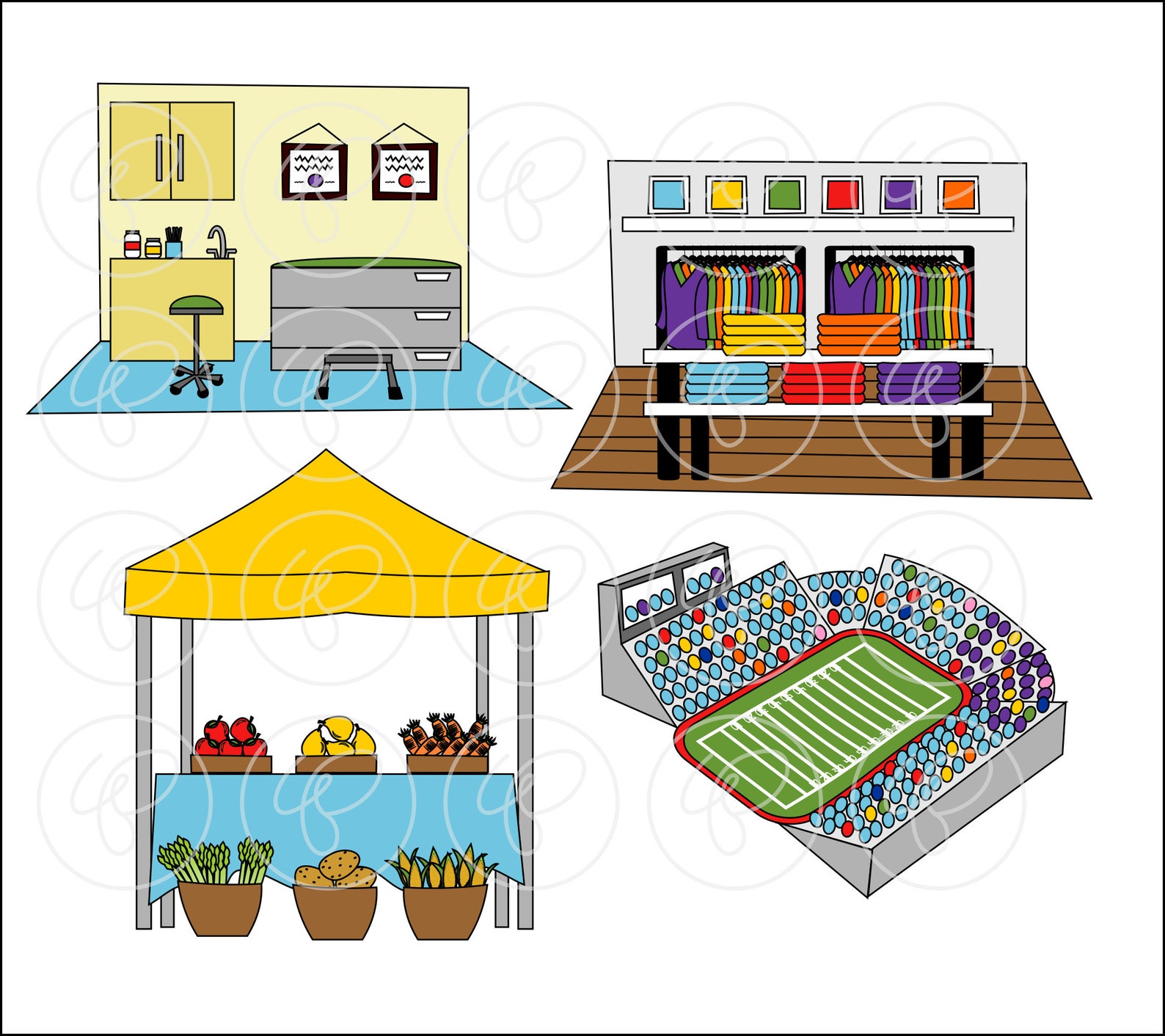 My Community Buildings (set 03) Clipart: (300 Dpi Transparent Png ...