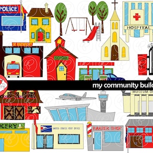 My Community Buildings in SPANISH Clipart: 300 Dpi Transparent Png ...
