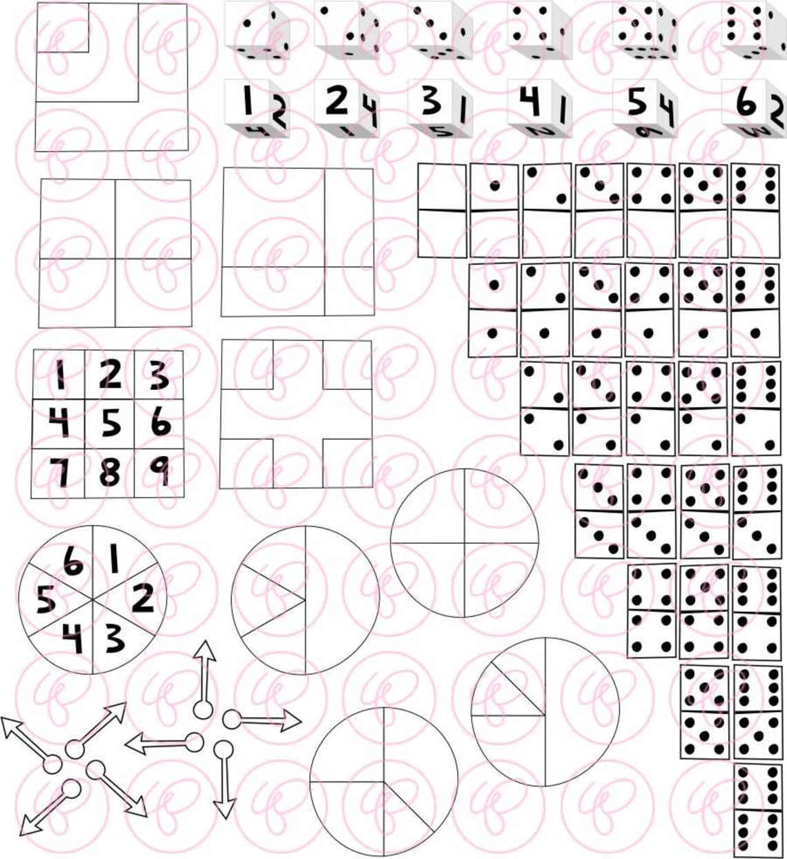 Math Manipulatives Games Clipart Set 300 Dpi School Teacher Clip Art ...