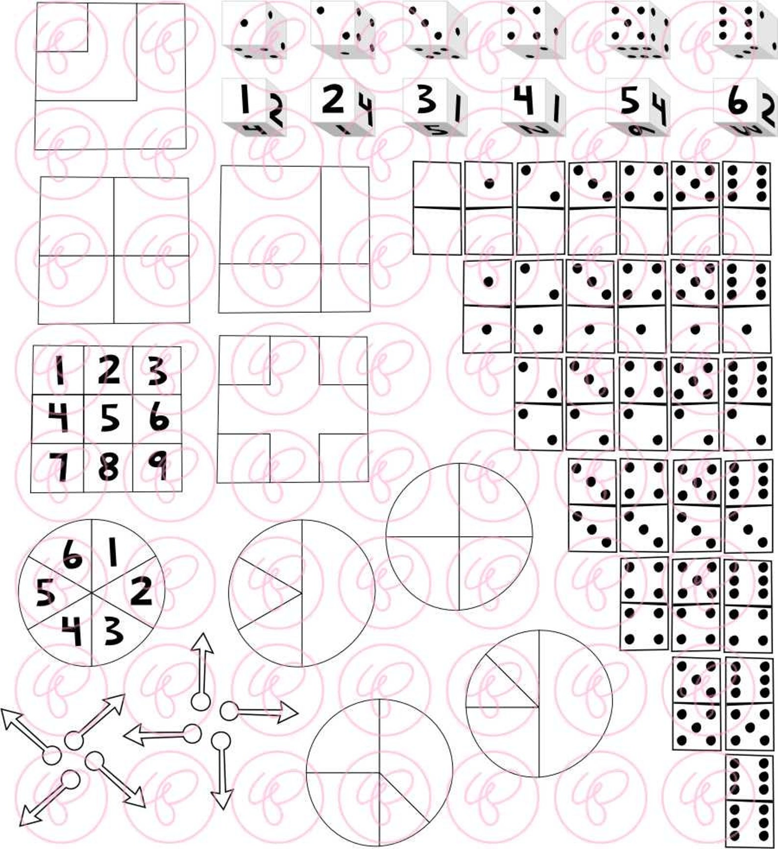 Math Manipulatives Games Clipart Set 300 Dpi School Teacher Clip Art ...