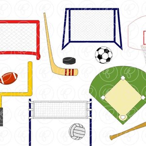 Let's Play Sports Clipart Set (300 Dpi) Football Baseball Soccer ...