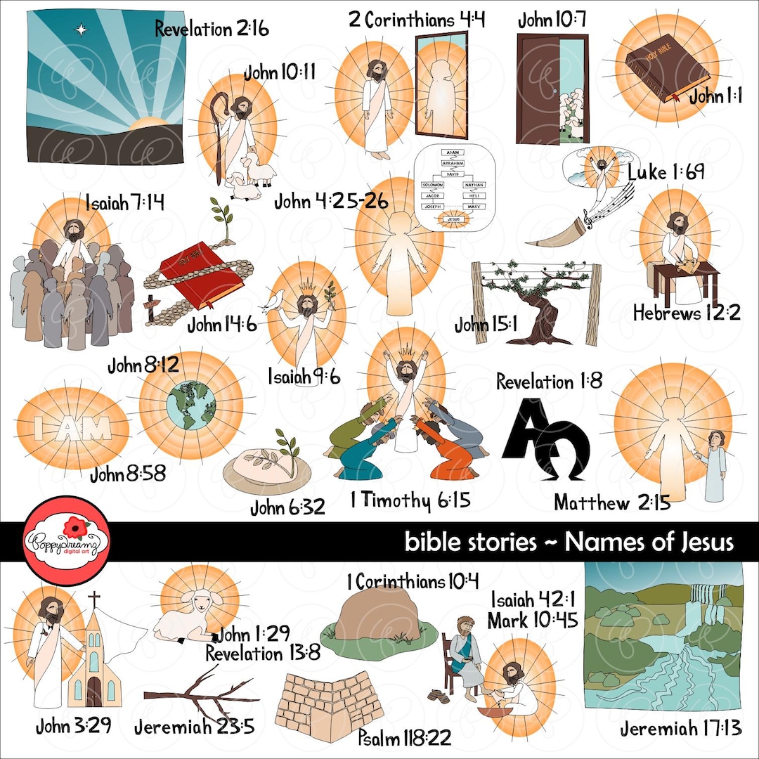 Bible Stories: Names of Jesus Clipart Set by Poppydreamz Bible Biblical ...
