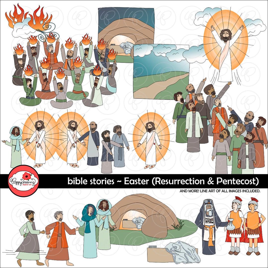 Bible Stories: Easter - Resurrection and Pentecost Clipart Set by ...