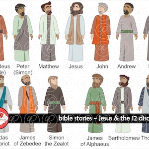 Bible Stories: Jesus & the 12 Disciples Clipart Set by Poppydreamz ...