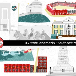 U.S. State Landmarks Southeast Region Digital Clip Art: Florida ...