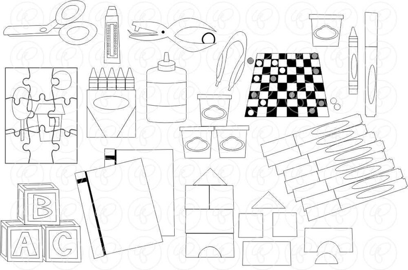 Kindergarten Fun School Supply Clipart: (300 Dpi Transparent Png ...