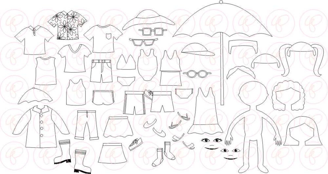 Dress up for Summer Clothing and Paper Doll Clipart Set: Digital Clip ...