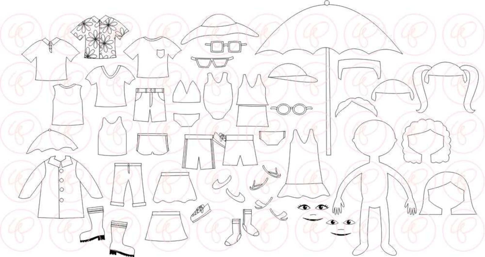 Dress up for Summer Clothing and Paper Doll Clipart Set: Digital Clip ...