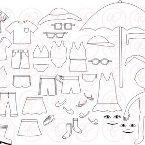 Dress up for Summer Clothing and Paper Doll Clipart Set: Digital Clip ...