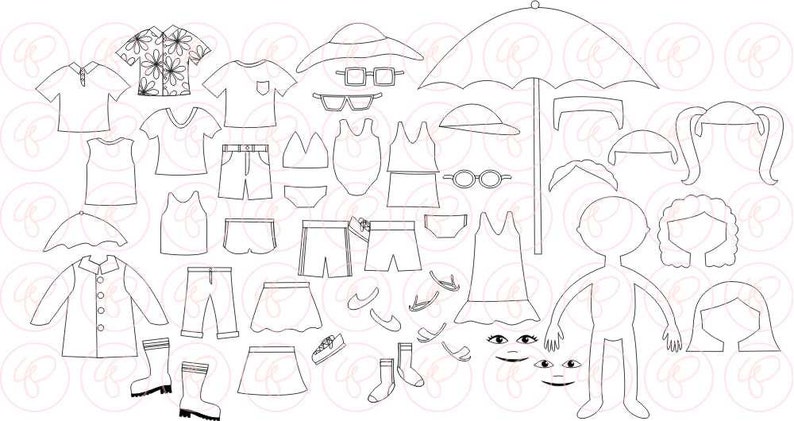 Dress up for Summer Clothing and Paper Doll Clipart Set: Digital Clip ...