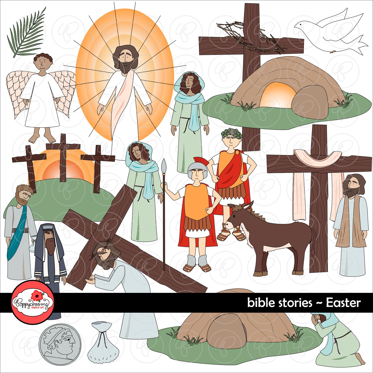 Bible Stories: Easter Clipart Set by Poppydreamz Bible Biblical Jesus ...