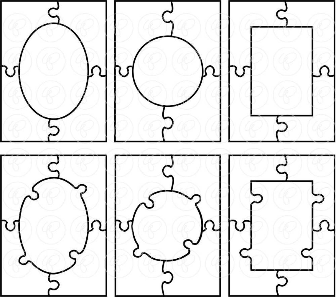 Jigsaw Puzzle Frames Template PDF and Clipart SET: (300 Dpi) School ...