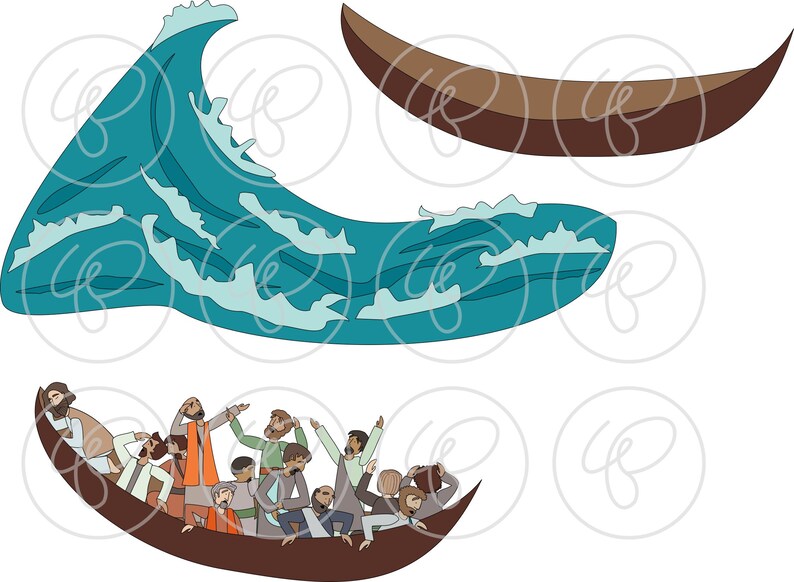 Bible Stories: Jesus Calms the Storm Clipart Set by Poppydreamz Bible ...