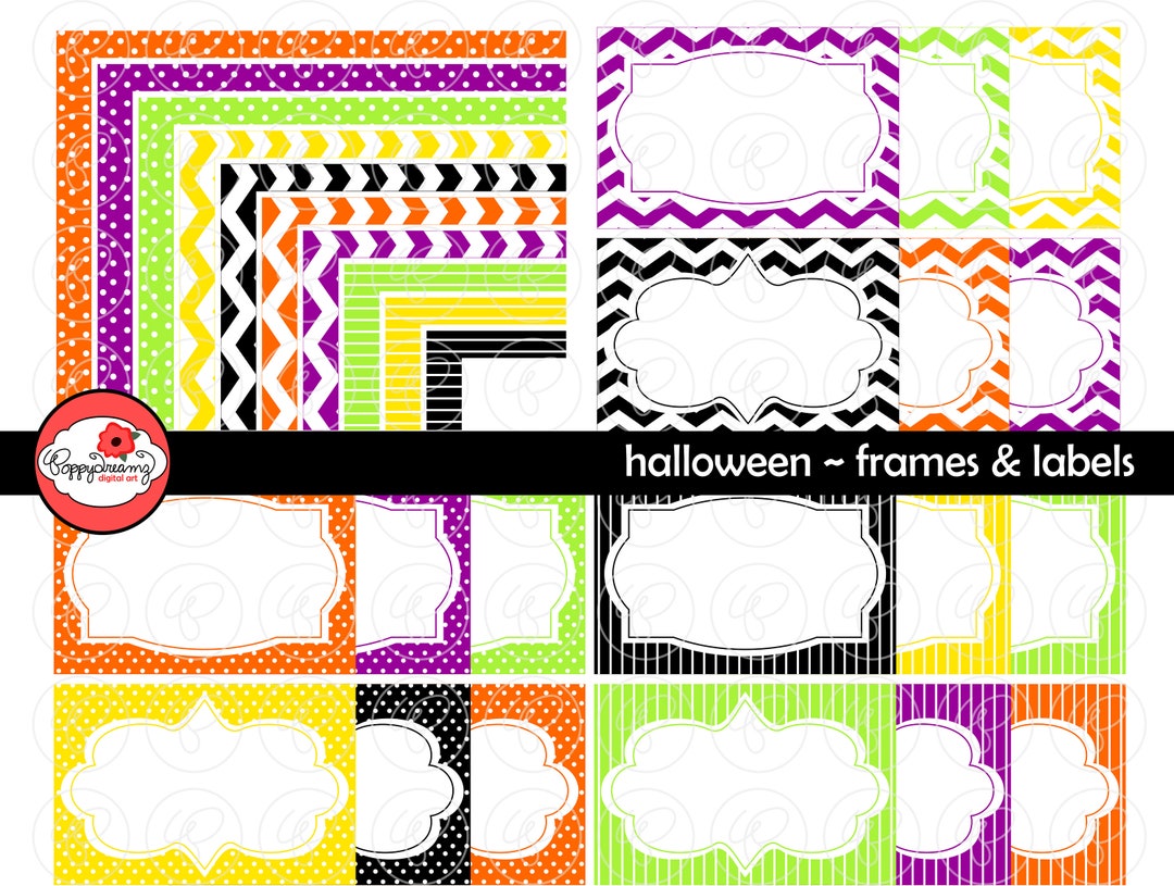Halloween Frames & Labels: Clip Art Pack Card Making Digital Frames ...