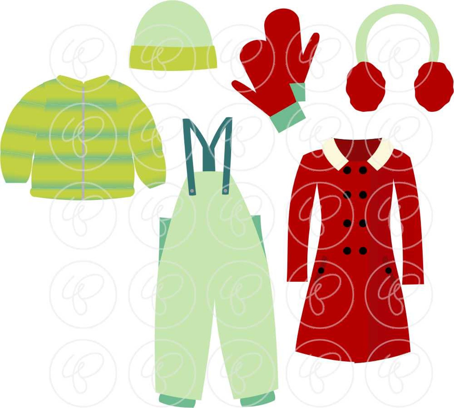 Winter Clothing Clipart Set: Digital Scrapbook Clip Art Pack (300 Dpi ...