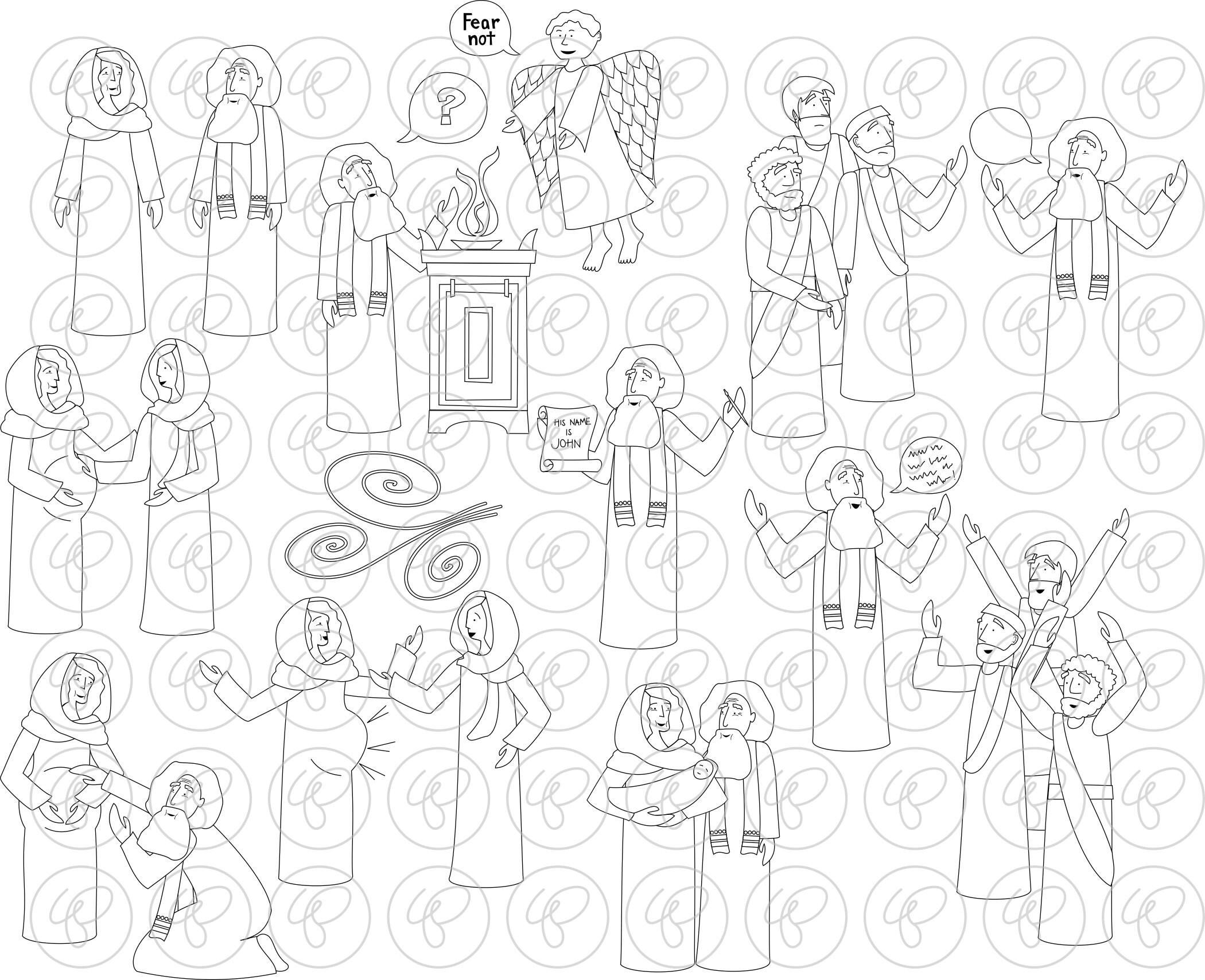 Bible Stories: Birth of John the Baptist Clipart Set by Poppydreamz ...