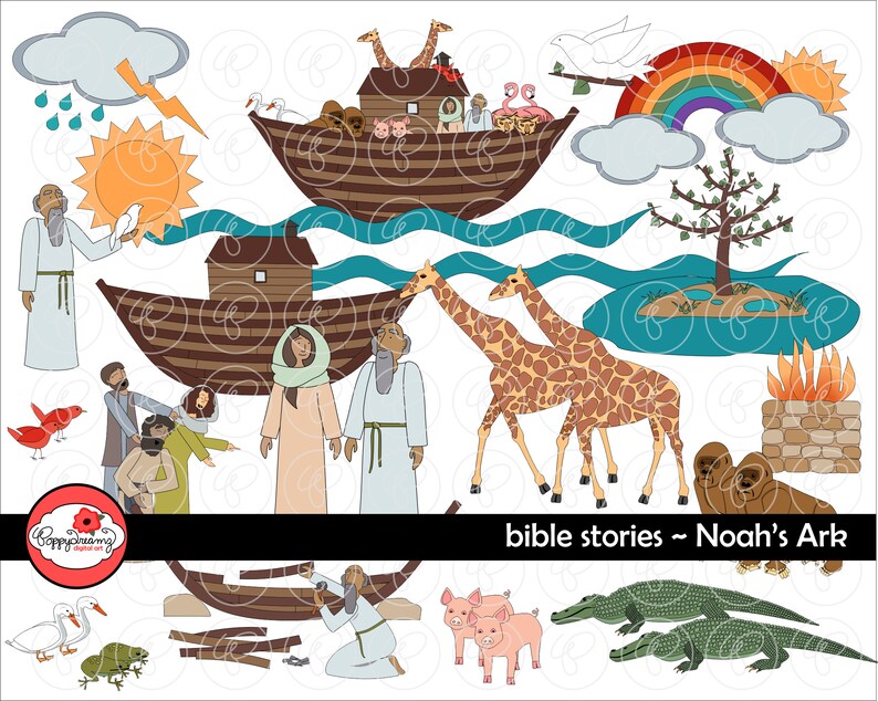 Bible Stories: Noah's Ark Clipart Set by Poppydreamz Bible - Etsy Canada