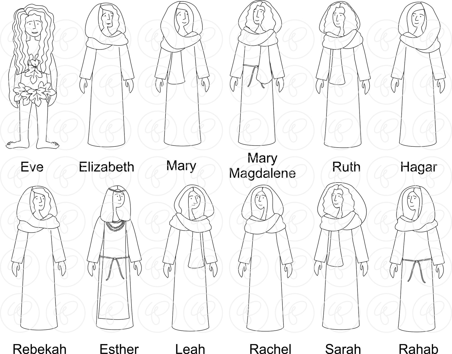 Bible Stories: Women of the Bible Clipart Set by Poppydreamz Bible ...