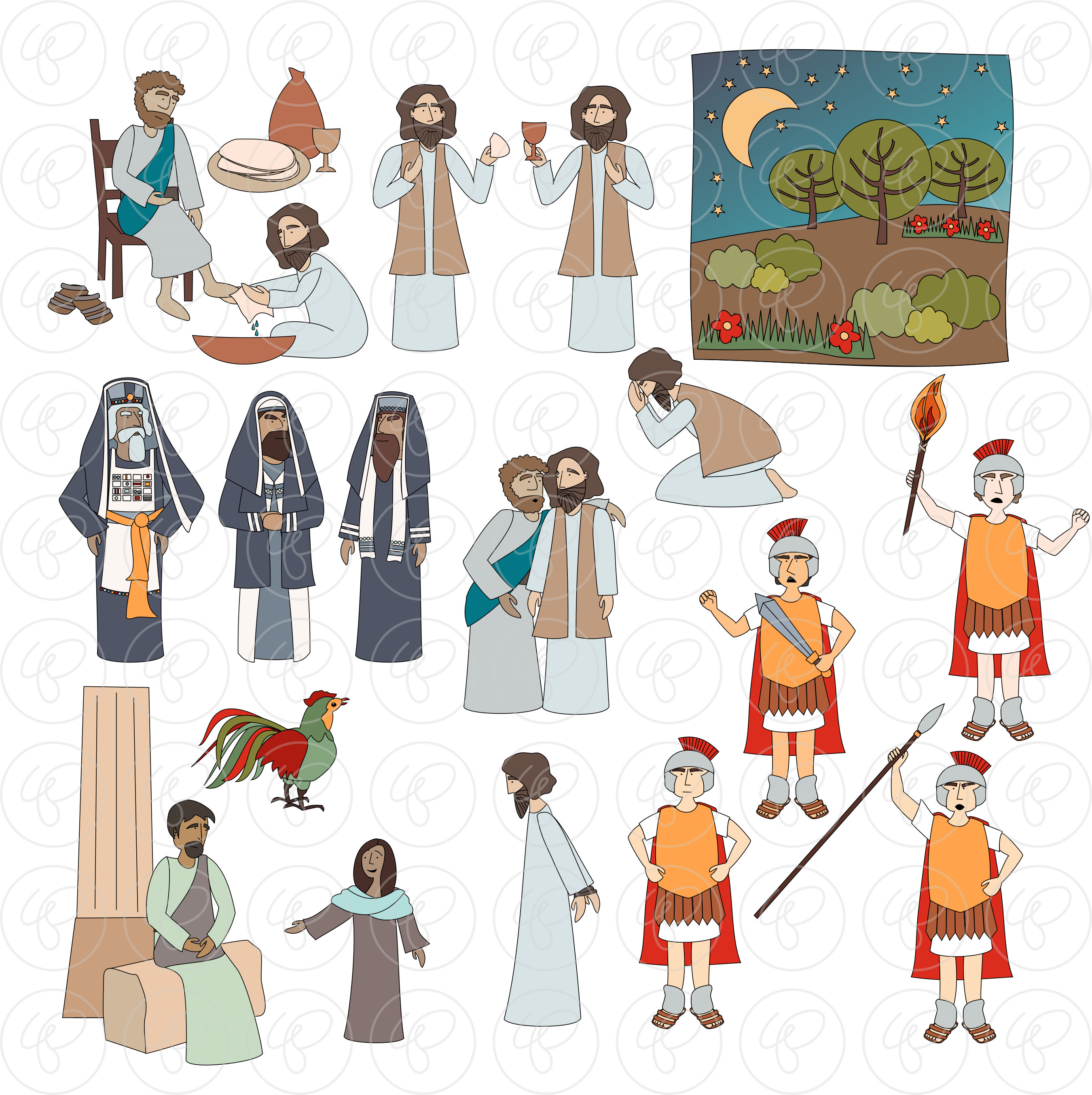 Bible Stories: Easter - Last Supper Thru Arrest Clipart Set by ...