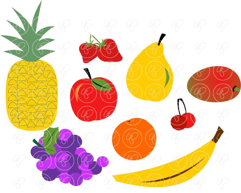 Fruits & Veggies: Clip Art Pack (300 Dpi Transparent Png) Digital Fruit ...