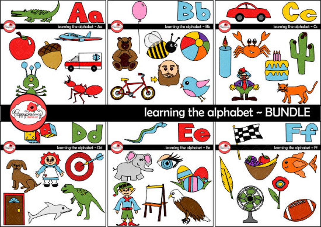 Learning the Alphabet - BUNDLE Clipart School Alphabet Learning Letters ...