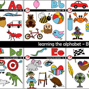 Learning the Alphabet - BUNDLE Clipart School Alphabet Learning Letters ...