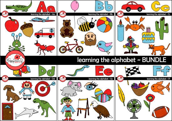 Learning the Alphabet BUNDLE Clipart School Alphabet Learning Letters ...