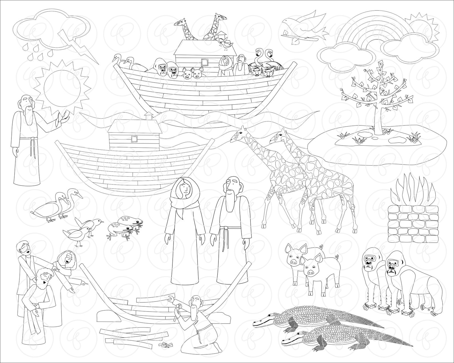 Bible Stories: Noah's Ark Clipart Set by Poppydreamz Bible Biblical ...