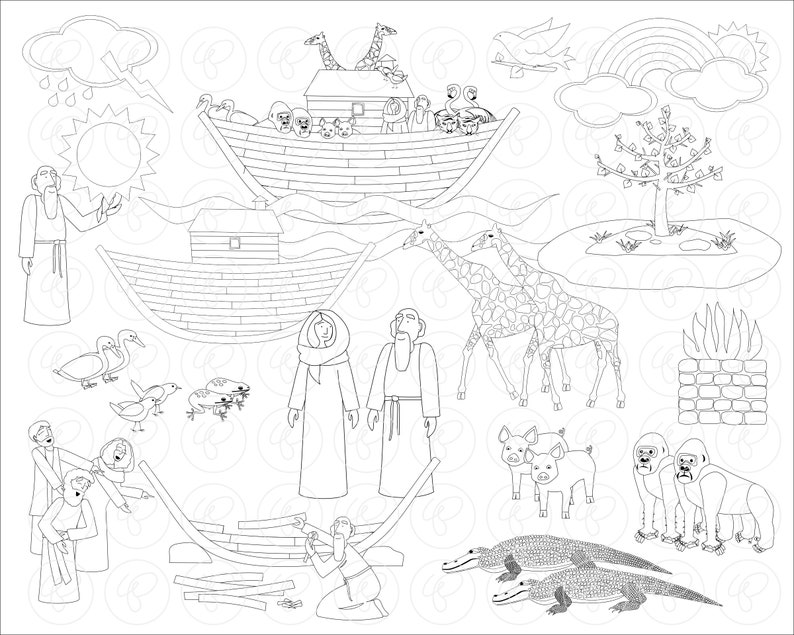 Bible Stories: Noah's Ark Clipart Set by Poppydreamz Bible Biblical ...