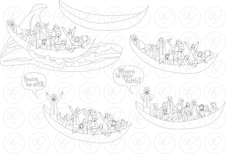Bible Stories: Jesus Calms the Storm Clipart Set by Poppydreamz Bible ...