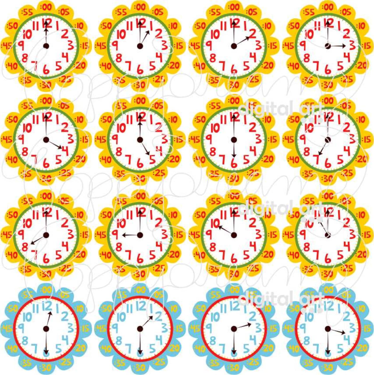 Teaching Time Clipart: Digital Clip Art Pack (300 Dpi) School Teacher ...