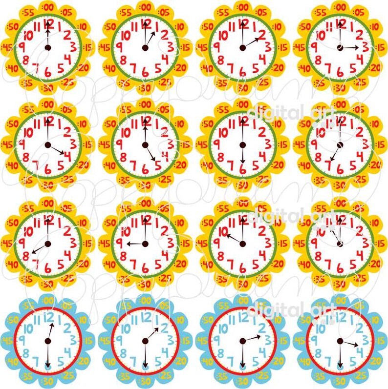 Teaching Time Clipart: Digital Clip Art Pack (300 Dpi) School Teacher ...