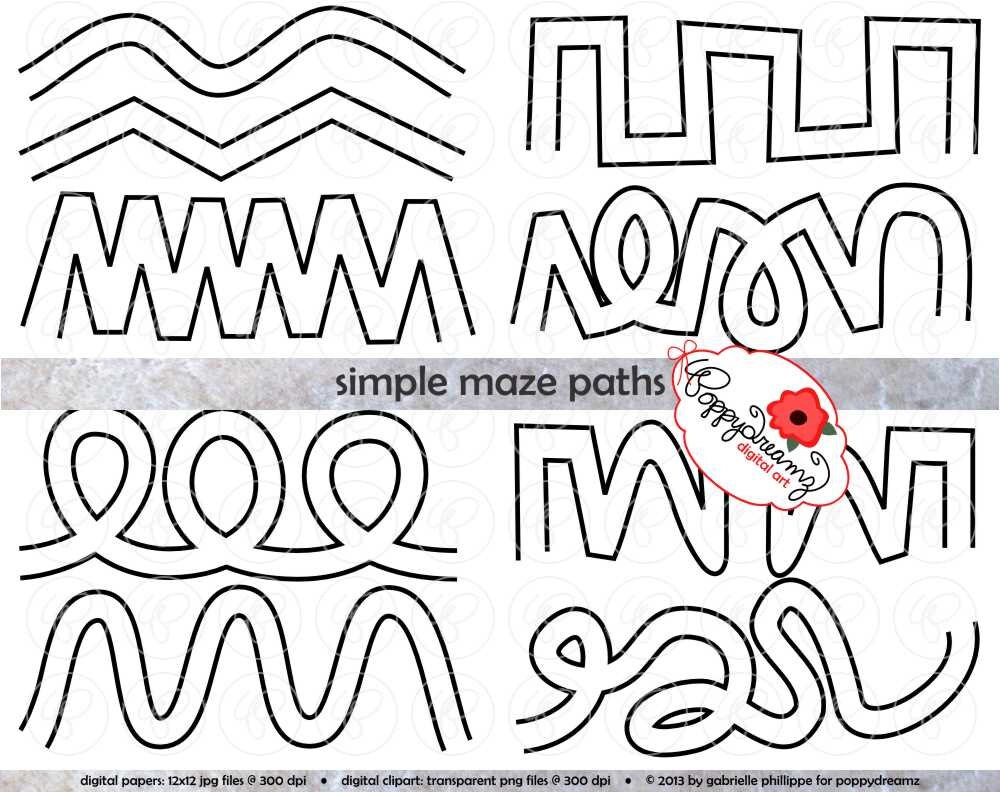Simple Maze Paths Clipart SET: 300 dpi School Teacher Fine | Etsy