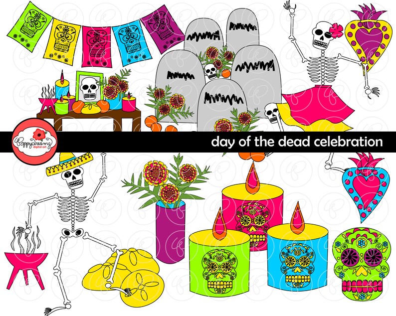 Day of the Dead dia De Los Muertos Celebration: Clip Art - Etsy