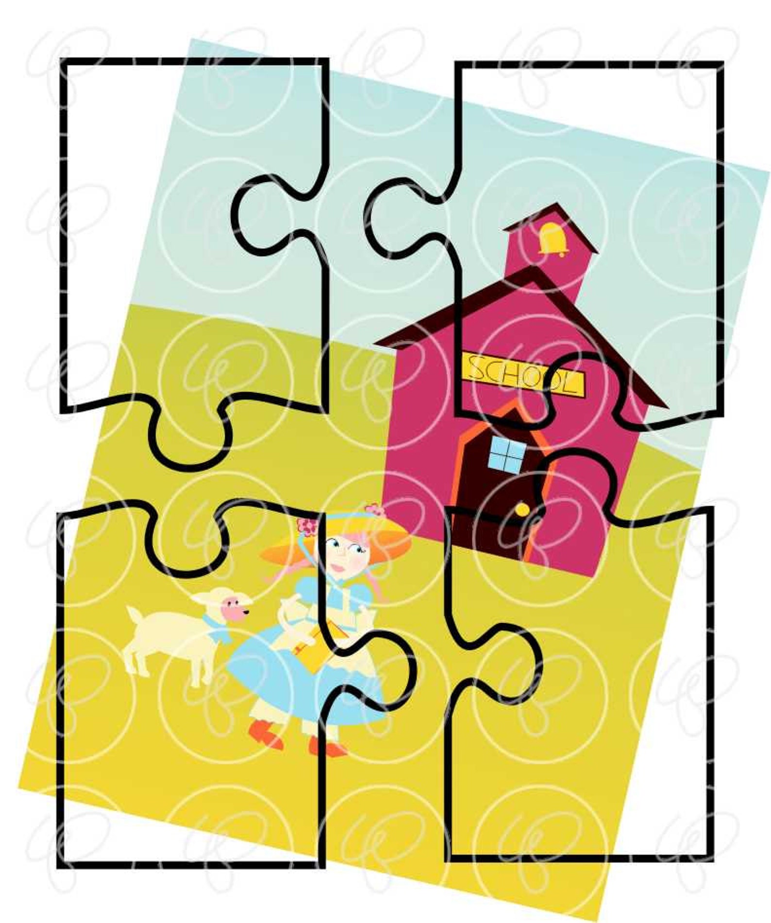 Jigsaw Puzzle Template PDF and Clipart SET: (300 Dpi) School Teacher ...