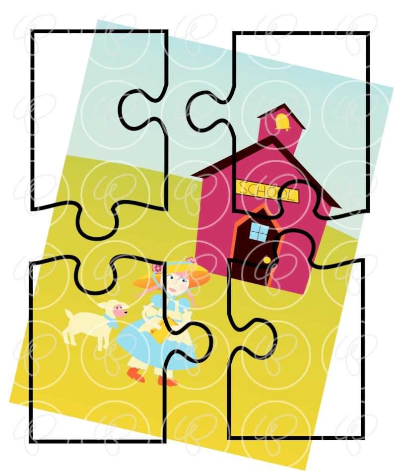 Jigsaw Puzzle Template PDF and Clipart SET: (300 Dpi) School Teacher ...