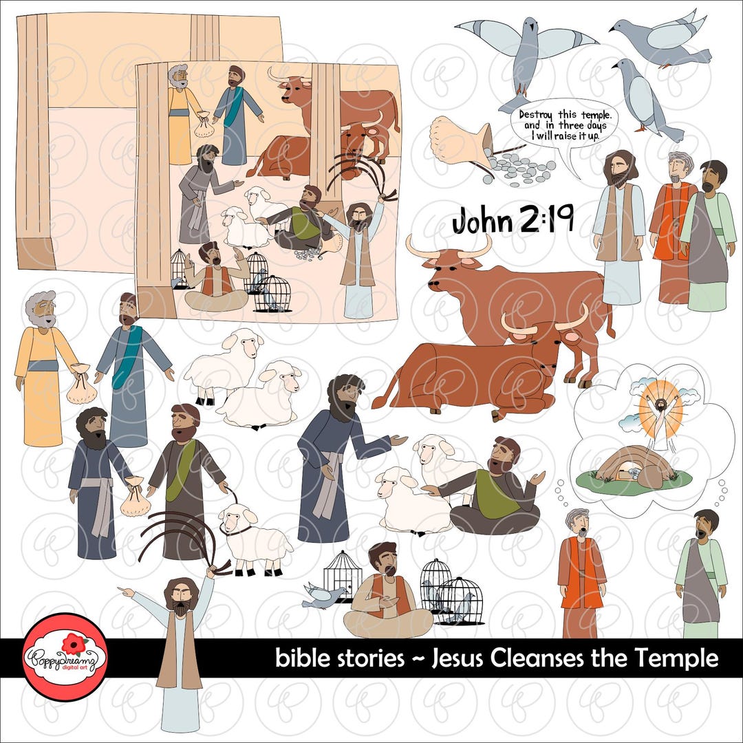 Bible Stories: Jesus Cleanses the Temple Clipart Set by Poppydreamz ...