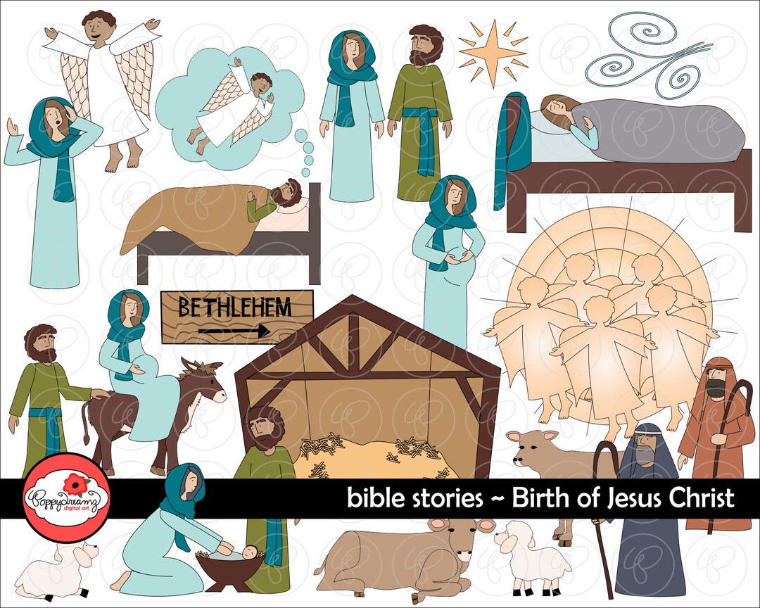 Bible Stories: Birth of Jesus Christ Clipart Set by Poppydreamz Bible ...