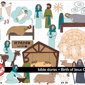 Bible Stories: Birth of Jesus Christ Clipart Set by Poppydreamz Bible ...