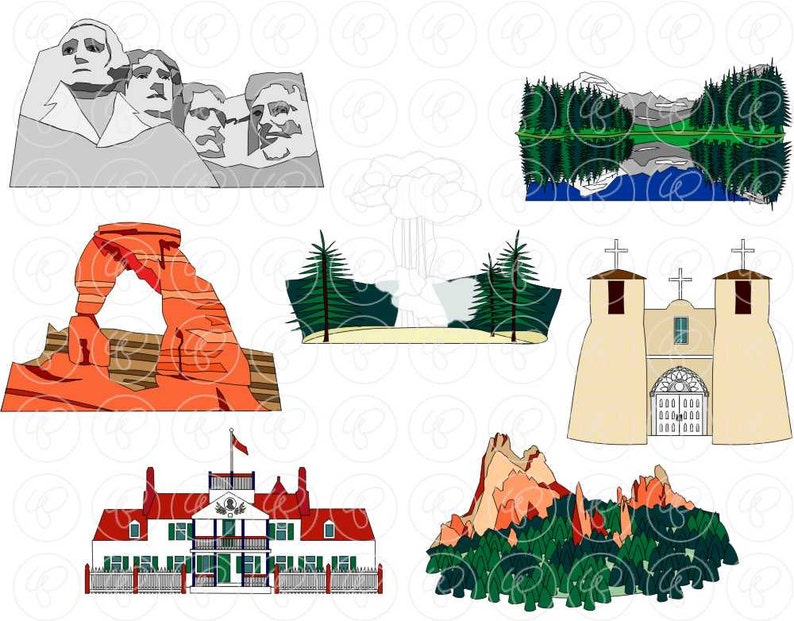 U.S. State Landmarks Rocky Mountains Region Digital Clip Art: - Etsy