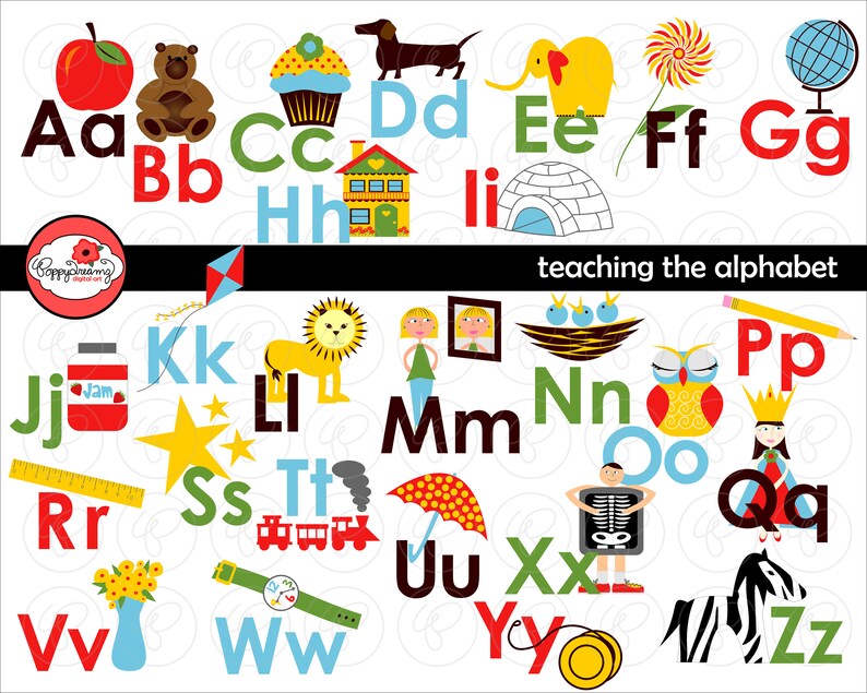 Teaching the Alphabet Clipart & Digital Flashcards: Digital Image Set ...