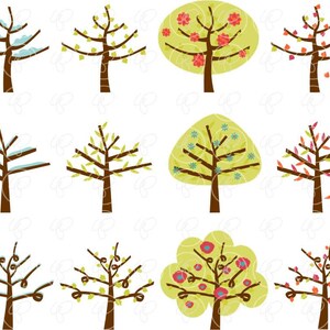 Seasonal Trees: Clip Art Set Digital Spring Summer Autumn Fall Winter ...