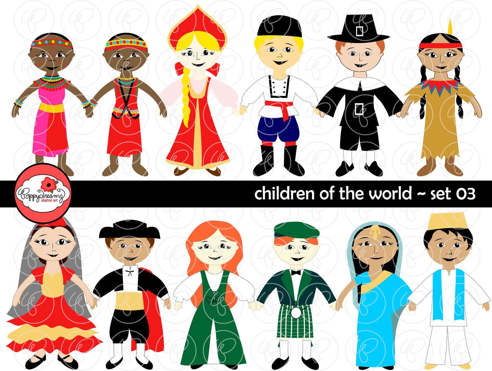 Children of the World (set 03) Digital Clip Art: Kenya Russia United ...