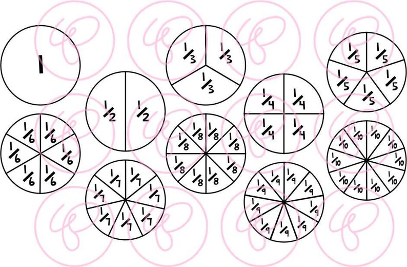 Math Manipulatives Fractions GRAYSCALE Clipart Set - (300 Dpi) School ...