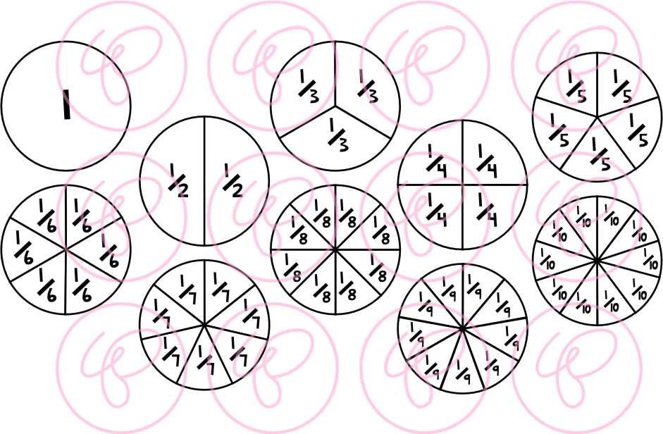 Math Manipulatives Fractions GRAYSCALE Clipart Set - (300 Dpi) School ...