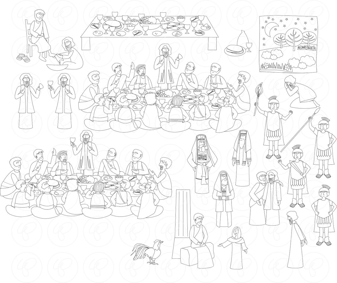 Bible Stories: Easter - Last Supper Thru Arrest Clipart Set by ...