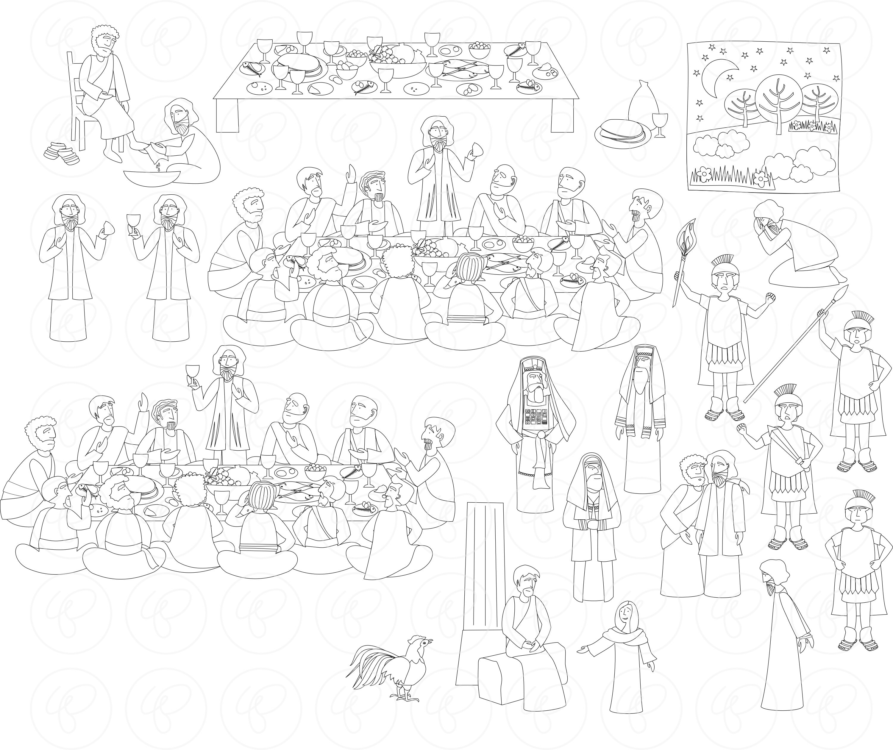 Bible Stories: Easter - Last Supper Thru Arrest Clipart Set by ...