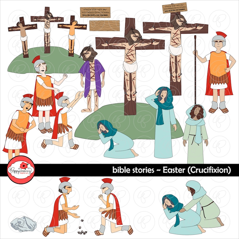 Bible Stories: Easter - Crucifixion Clipart Set by Poppydreamz Bible ...